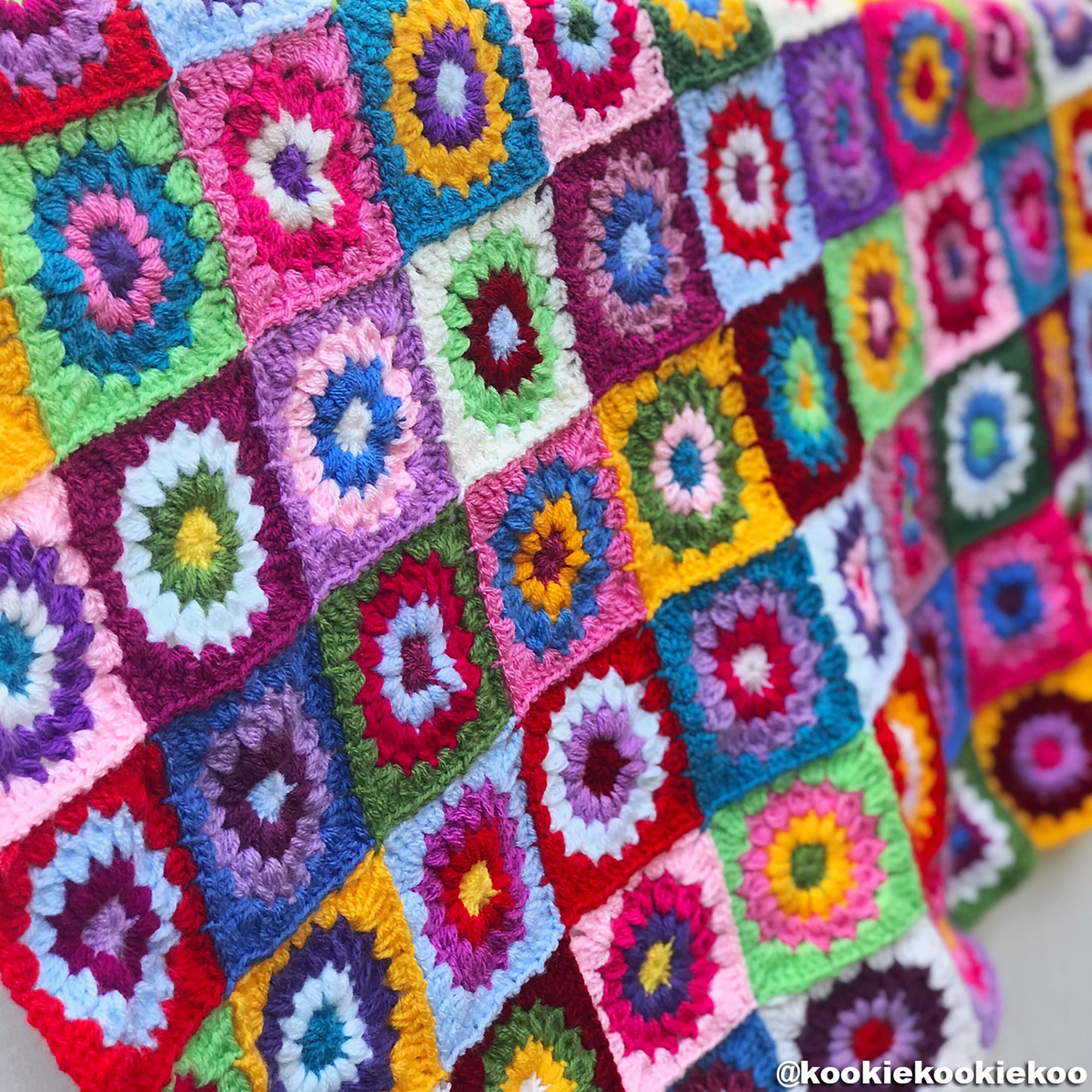 Crochet Granny Squares Sunburst {multi Coloured 8cmx8cm} Set of 6, 12 ...