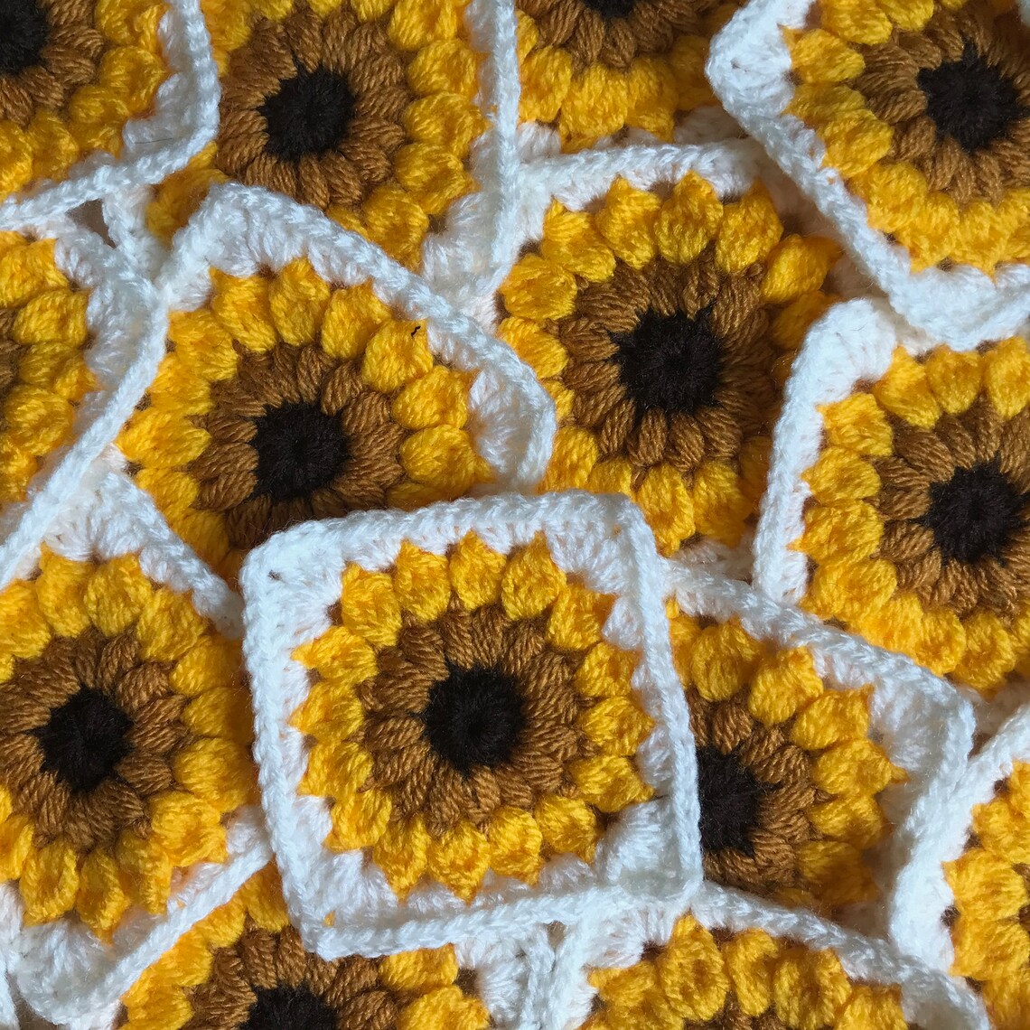 Crochet Granny Squares Sunburst {sunflowers 8cmx8cm} Set of 12 or 20 - Etsy