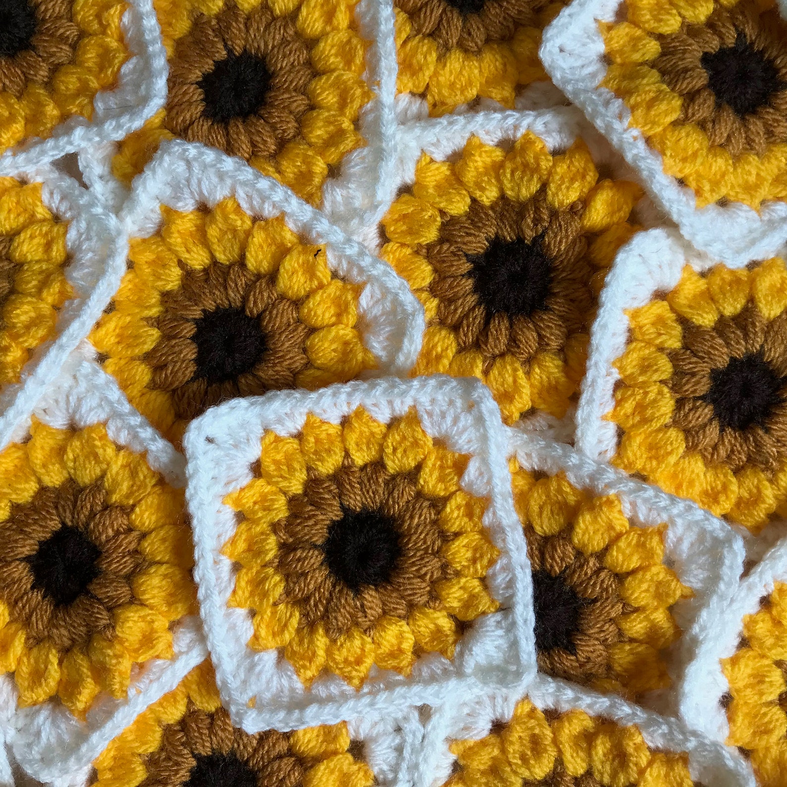 Crochet Granny Squares Sunburst {sunflowers 8cmx8cm} Set of 6, 12 or 20 ...