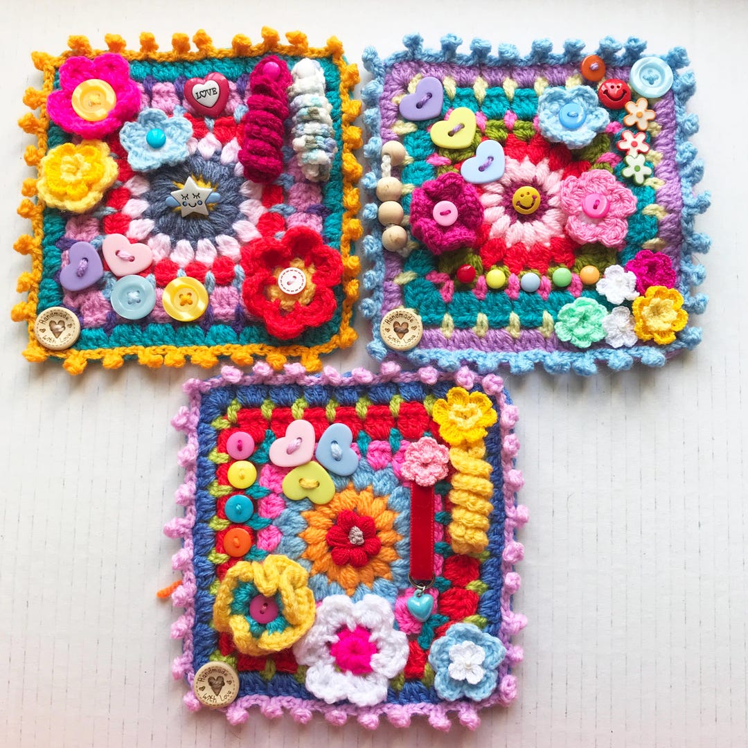 Handmade Colourful Granny Squares Fidget Mat - Etsy