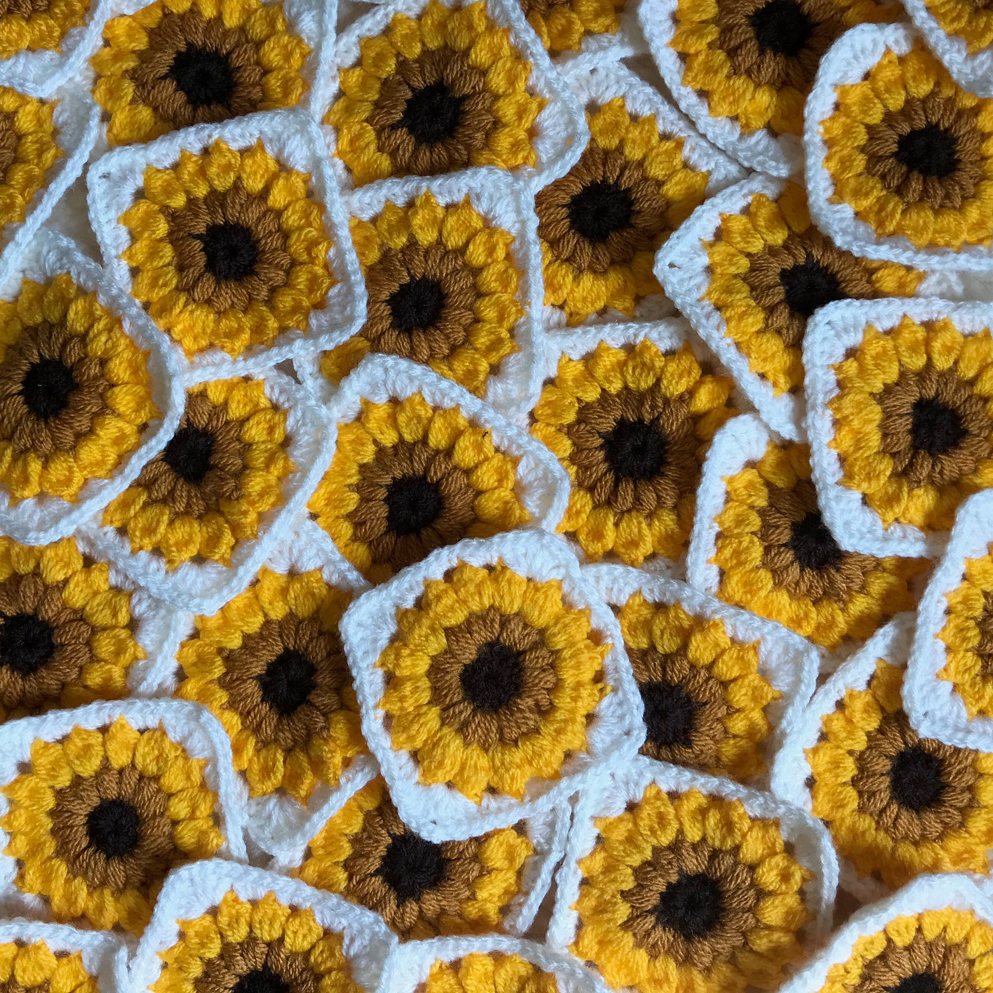 Crochet Granny Squares Sunburst {sunflowers 8cmx8cm} Set of 12 or 20 - Etsy