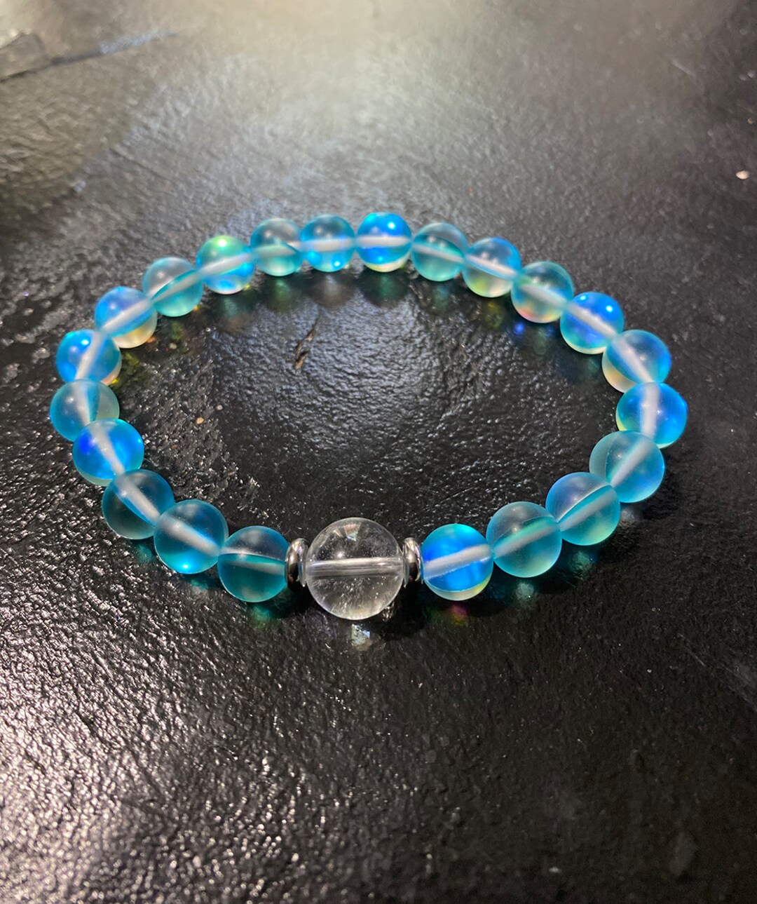 Bracelet | Aqua Blue Mermaid Glass | Glow | Rainbow | Aura | Magical ...