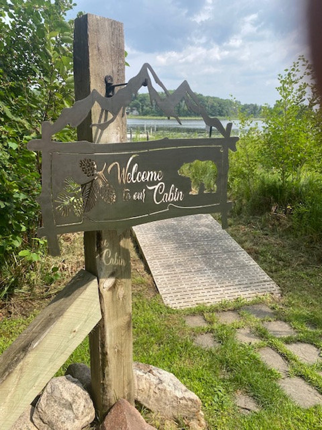 Welcome to Our Cabin Sign Metal Sign, Indoor or Outdoor, Bear and ...