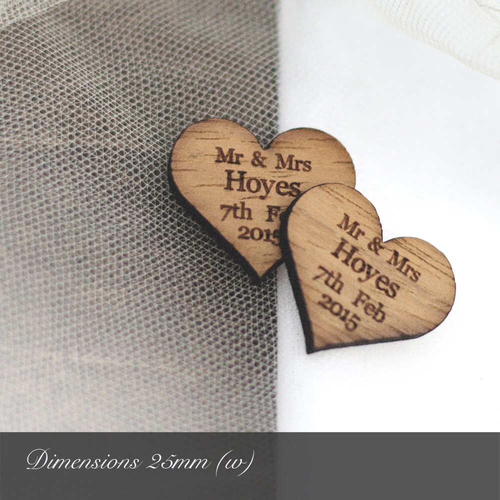 Personalised Wooden Love Heart Table Decorations, Rustic Vintage ...