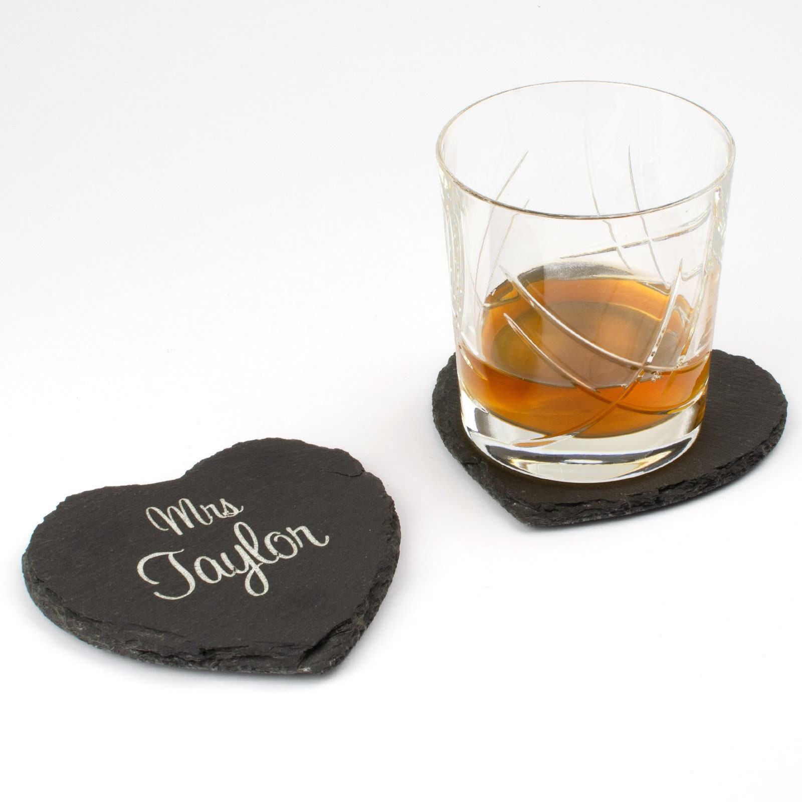 Personalised Slate Heart Drink Coasters. Set of 2 Mr & Mrs - Etsy