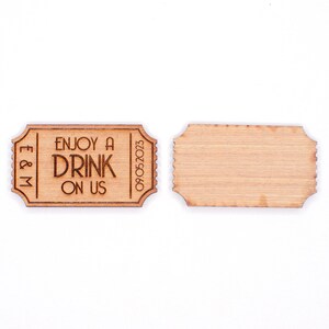 Personalised Ticket Stub Drink Token: Laser Cut Hardwood Ply - Etsy