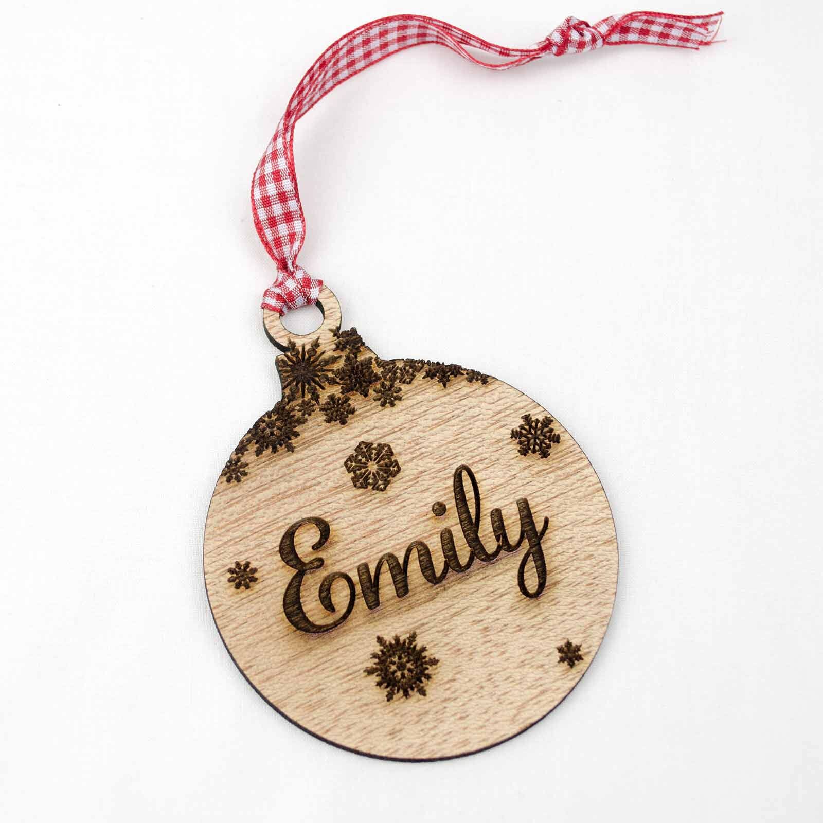 Personalised Wooden Christmas Tree Decoration With Engraved Name ...