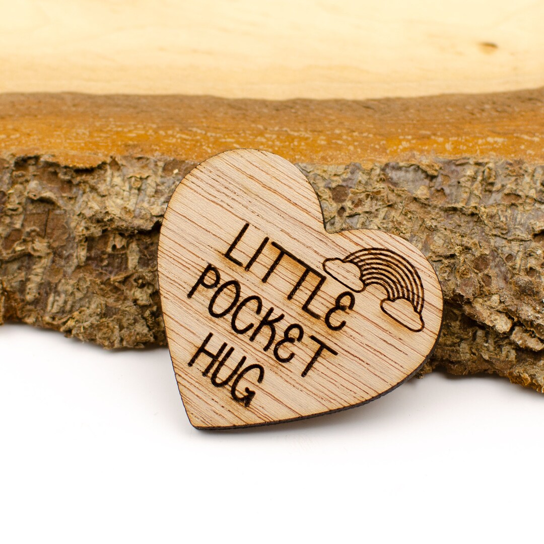 Little Pocket Hug Wooden Heart Token, Miss You Note, Isolation Gift for ...