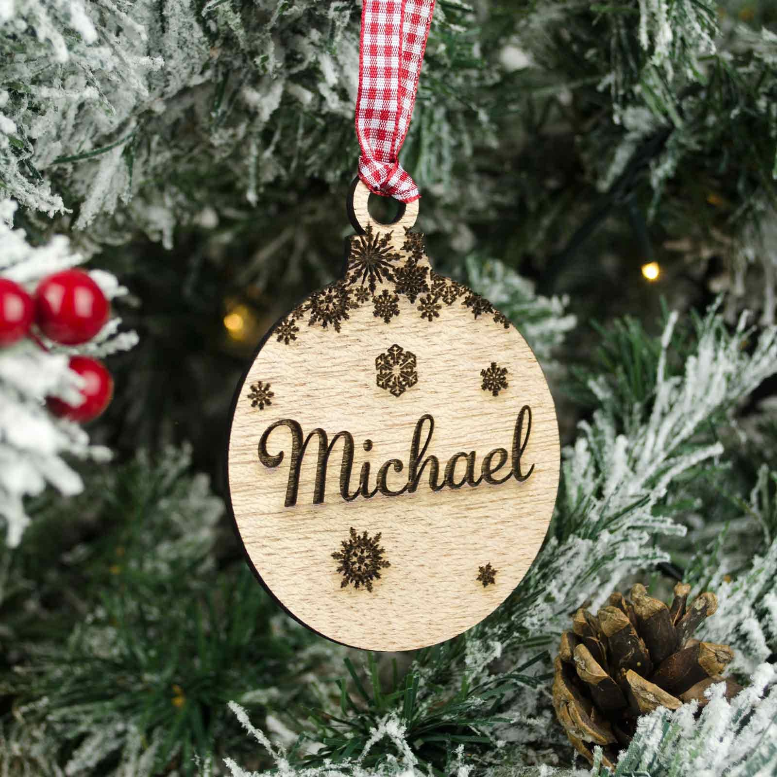 Personalised Wooden Christmas Tree Decoration With Engraved Name ...