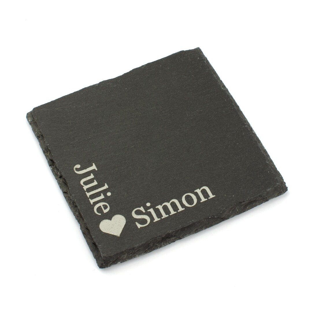 Personalised Welsh Slate Coaster, Couples Names, Anniversary Gift - Etsy