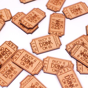 Personalised Ticket Stub Drink Token: Laser Cut Hardwood Ply - Etsy