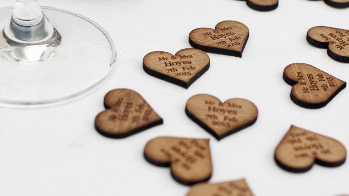 Personalised Wooden Love Heart Table Decorations Rustic - Etsy
