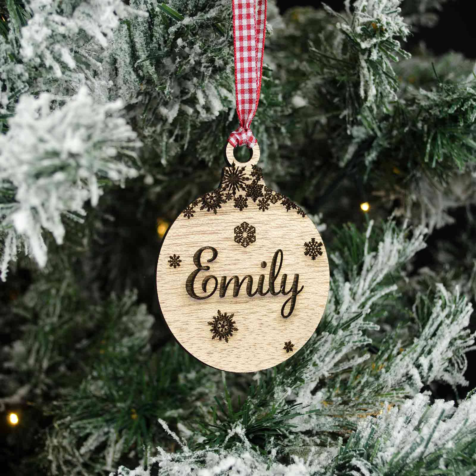 Personalised Wooden Christmas Tree Decoration With Engraved Name ...