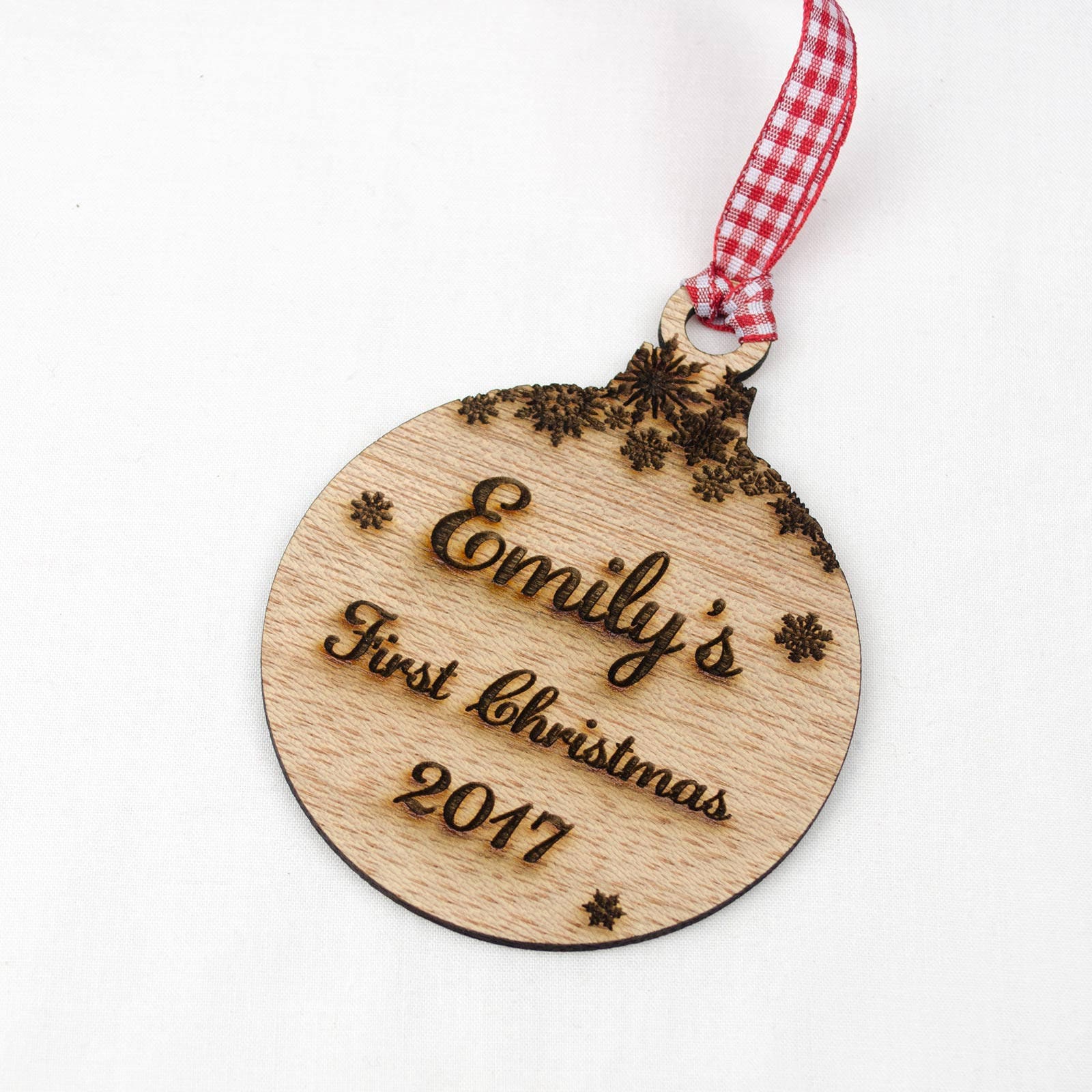 Baby's First Christmas Bauble. Personalised Wooden Xmas - Etsy