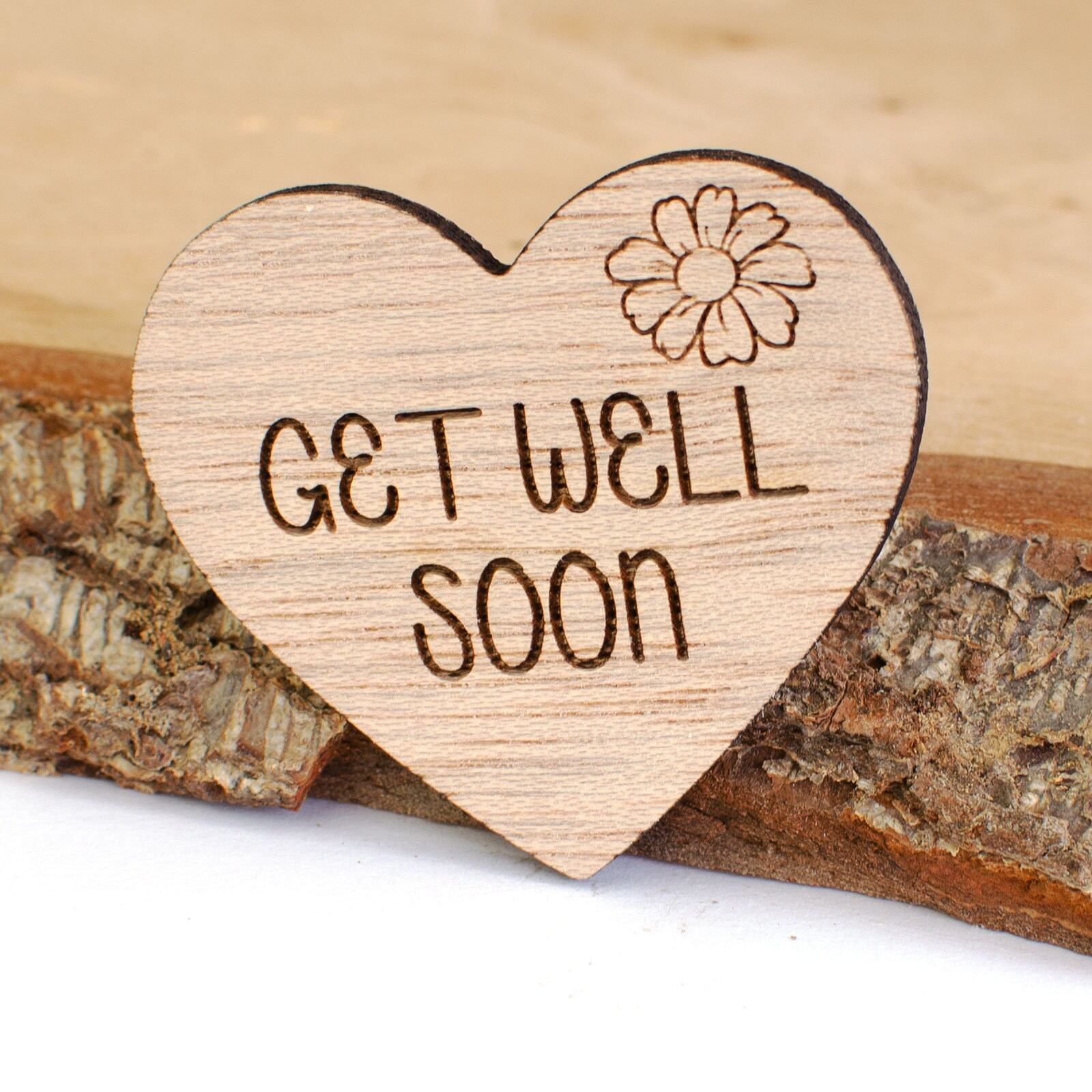 Get Well Soon Wooden Heart Token Little Pocket Hug Miss You | Etsy
