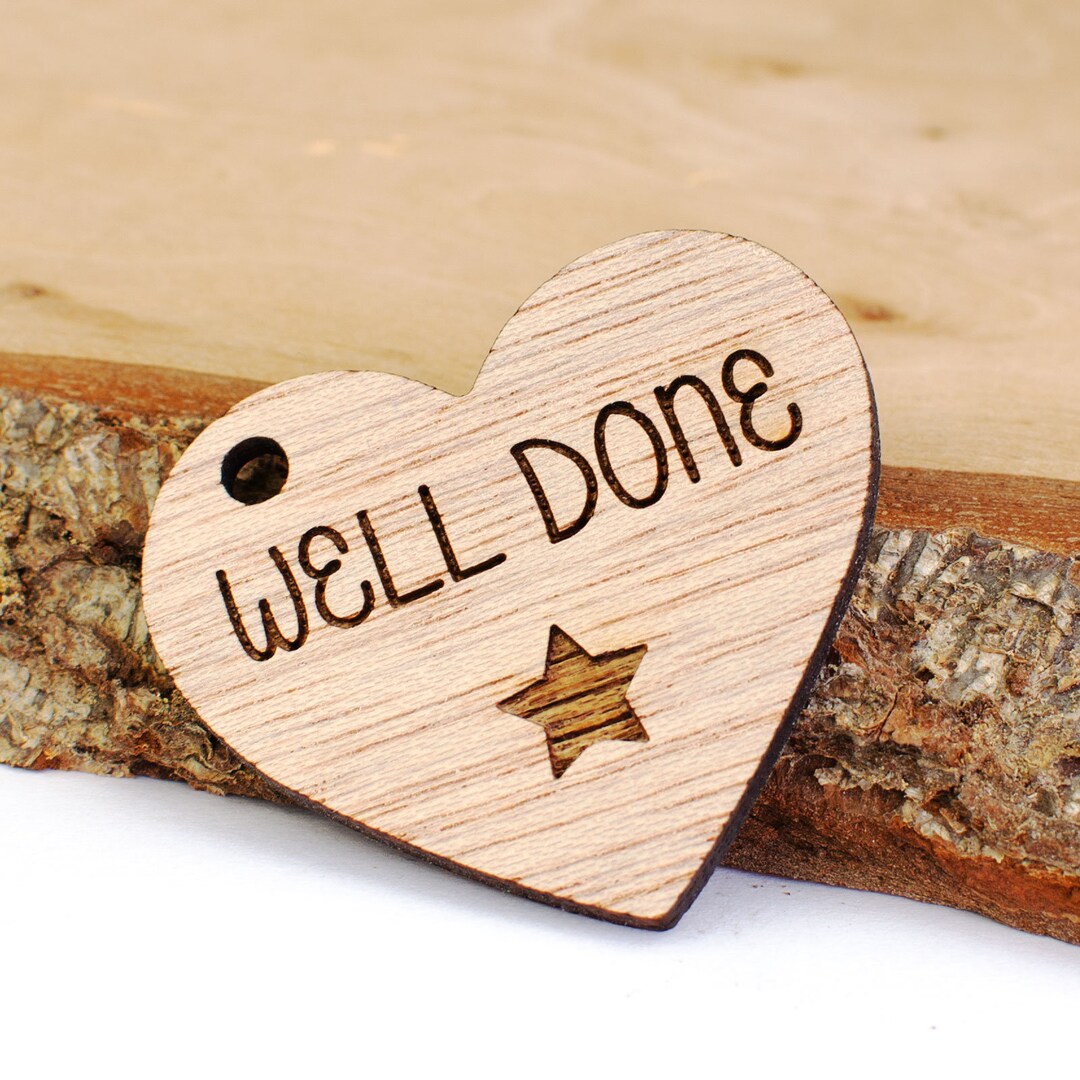 Well Done Wooden Heart Token, Little Pocket Hug, Gift for Someone You ...