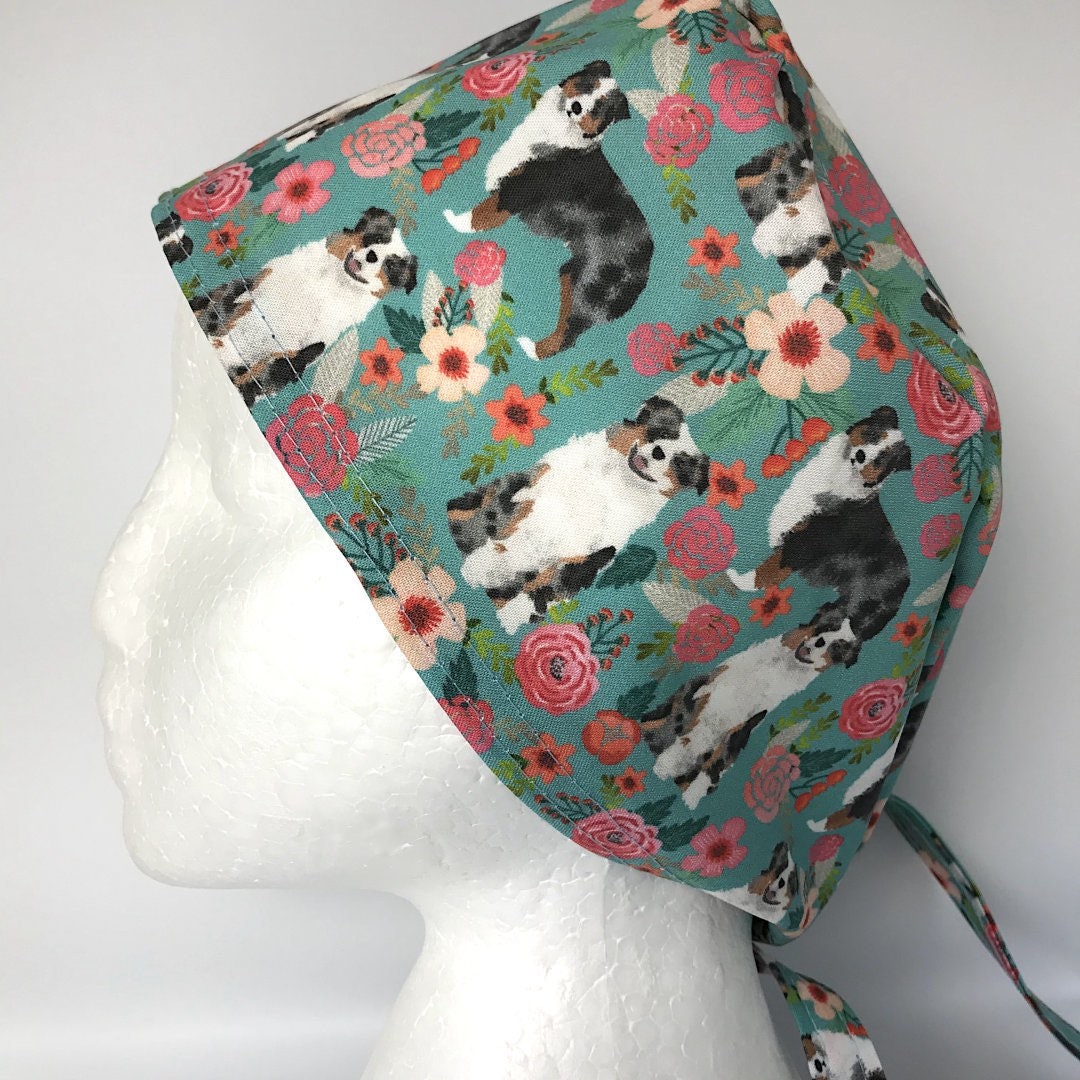 Australian Shepherd Dog Print Scrub Cap - Etsy