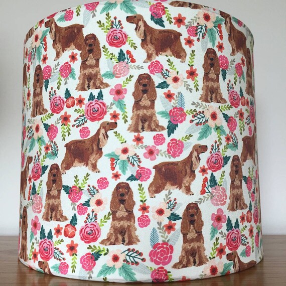 English Cocker Spaniel Dog Print Fabric Lampshade | Etsy