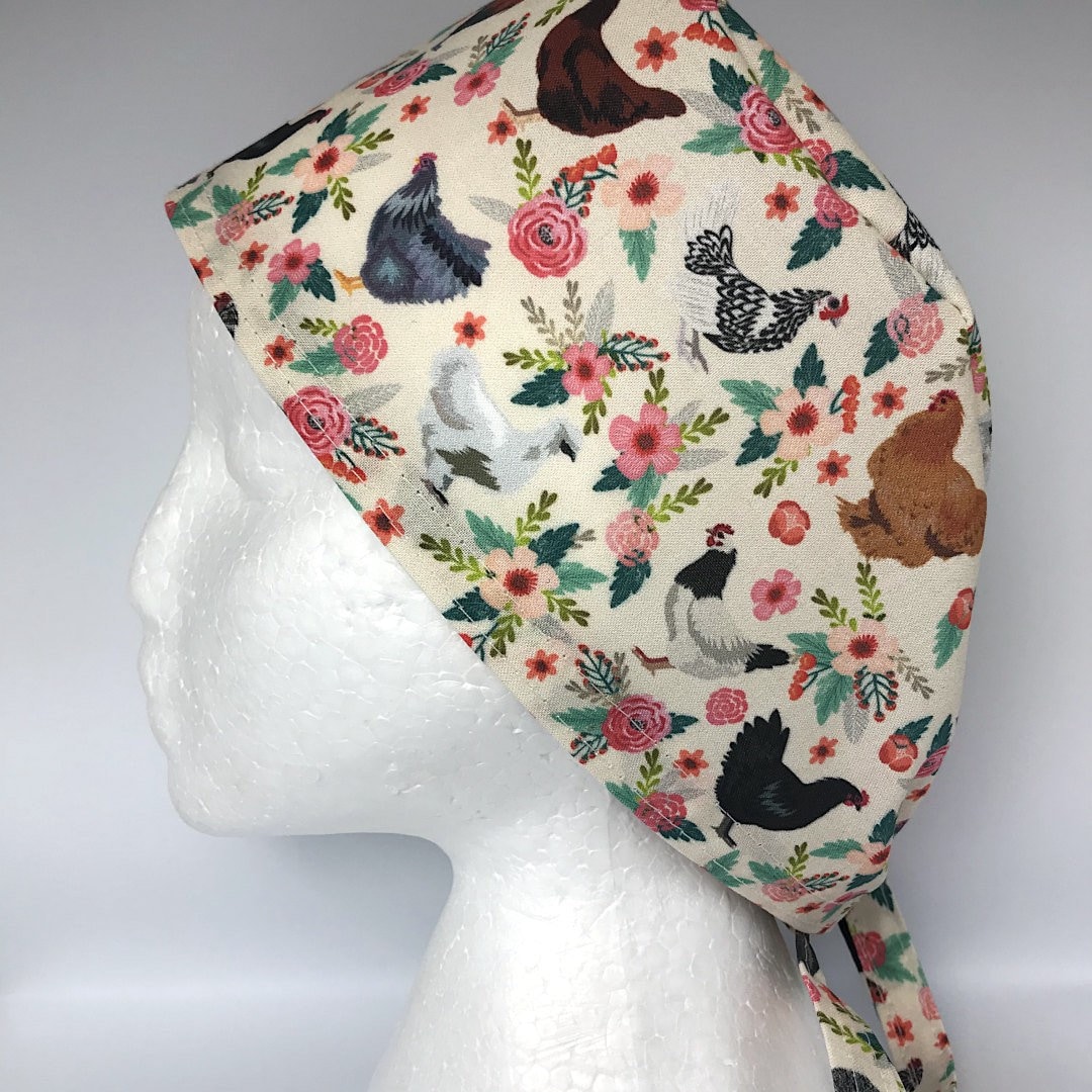 Chicken Print Scrub Cap - Etsy