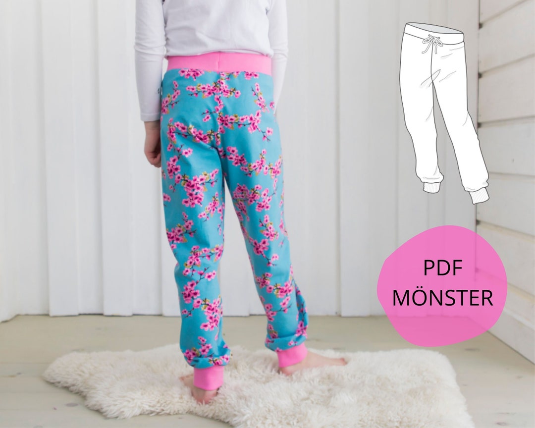 Pdf Sy-mönster Joggingbyxor Med Snöre Barn, Byxmönster Barn, Muddbyxor ...