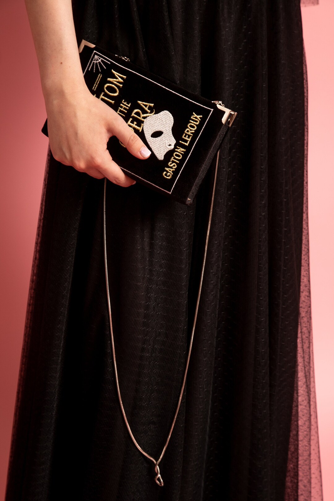 Book Clutch Purse, Phantom of the Opera Black Embroidered Evening ...