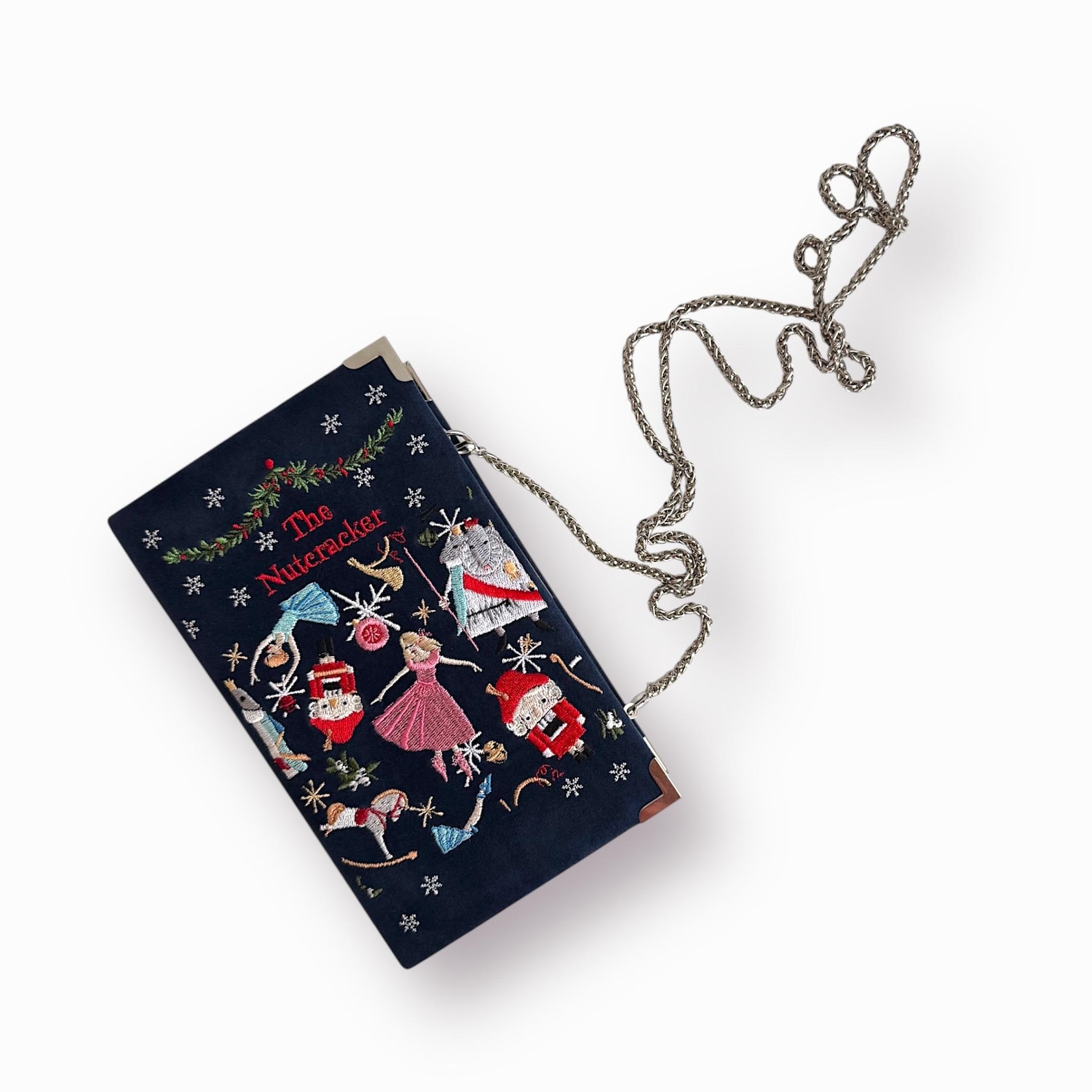 The Nutcracker Christmas, Embroidered Book Bag Clutch, Navy Blue Velvet ...