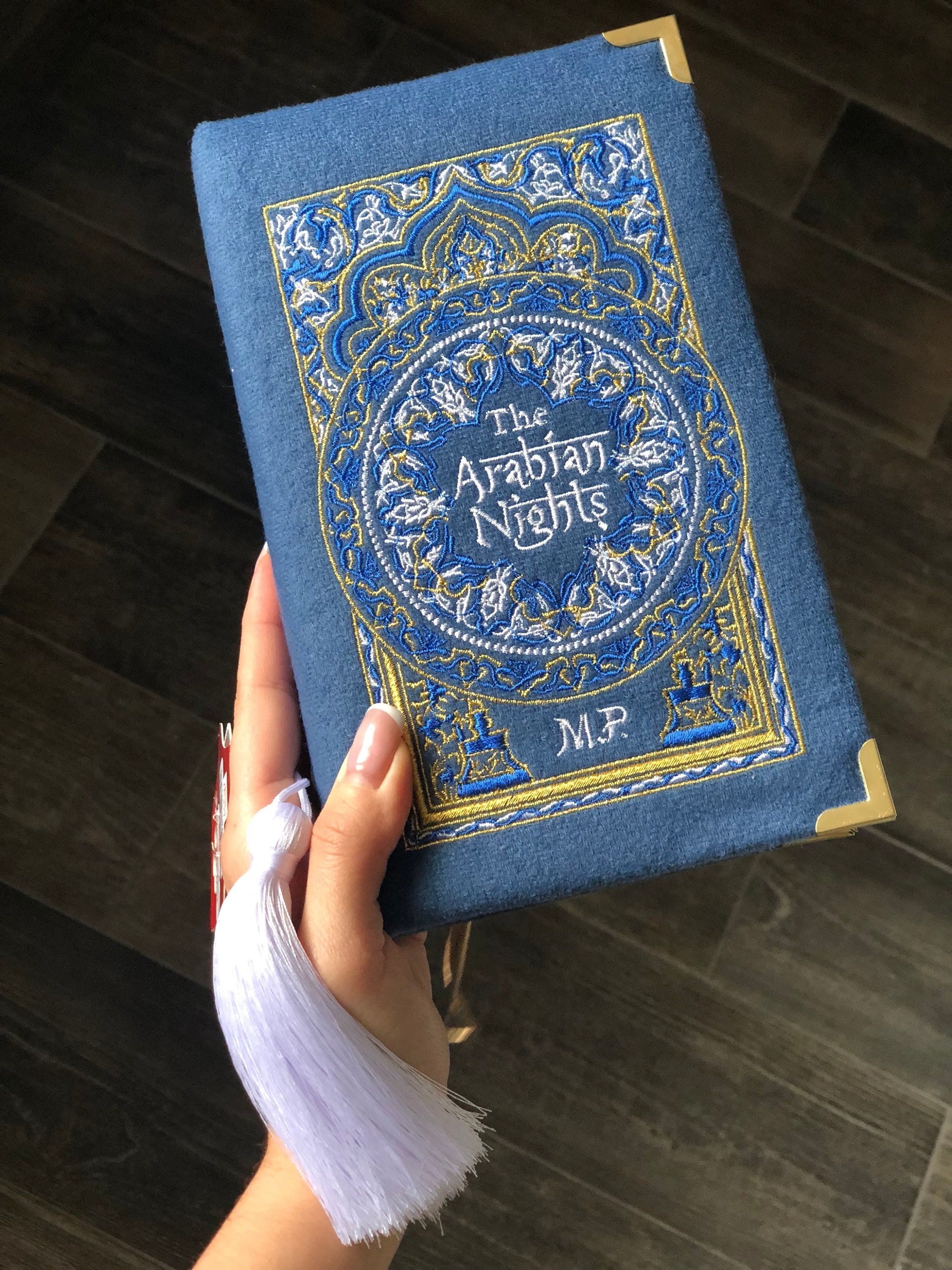 Embroider Book Clutch - Navy Blue Velvet the Arabian Nights - Purse - Etsy