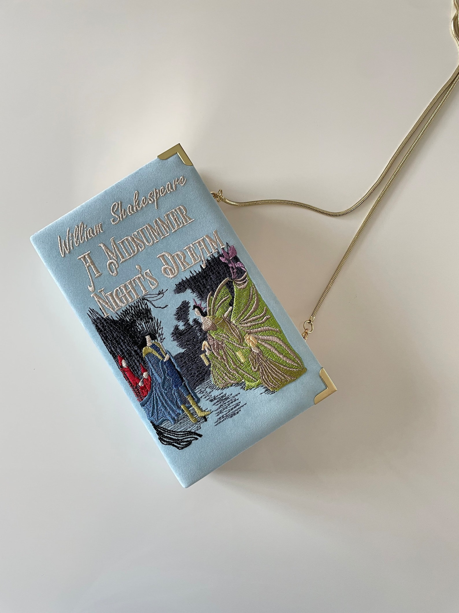 Book Clutch Purse, Embroidered Novelty Bag, Crossbody, Blue Shoulder ...