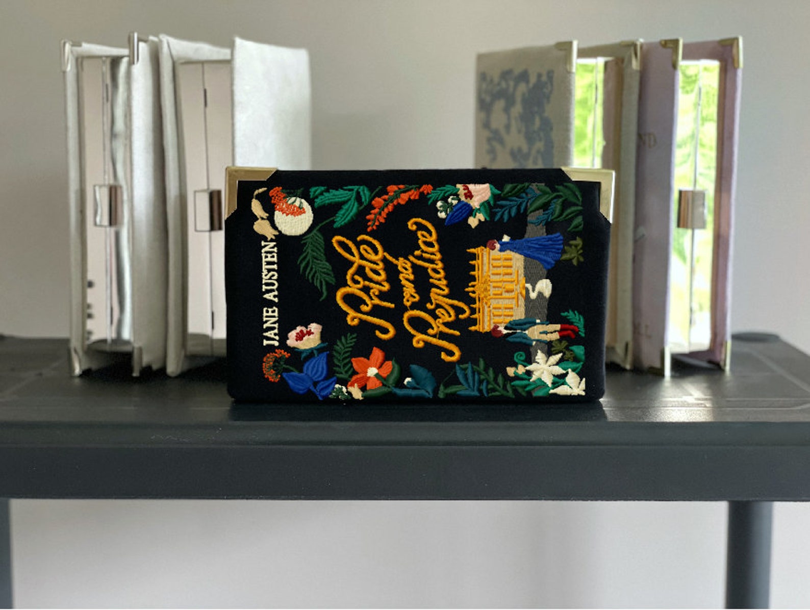 Black Velvet Embroider Book Clutch Bag Purse, Pride and Prejudice ...