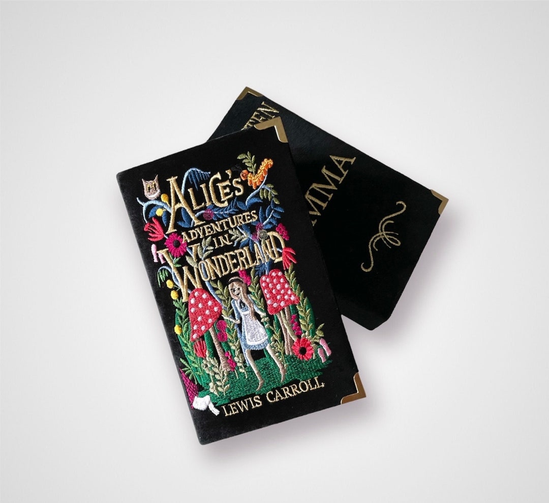 Embroidered Book Clutch, Novelty Bag Alice's Adventures in Wonderland ...