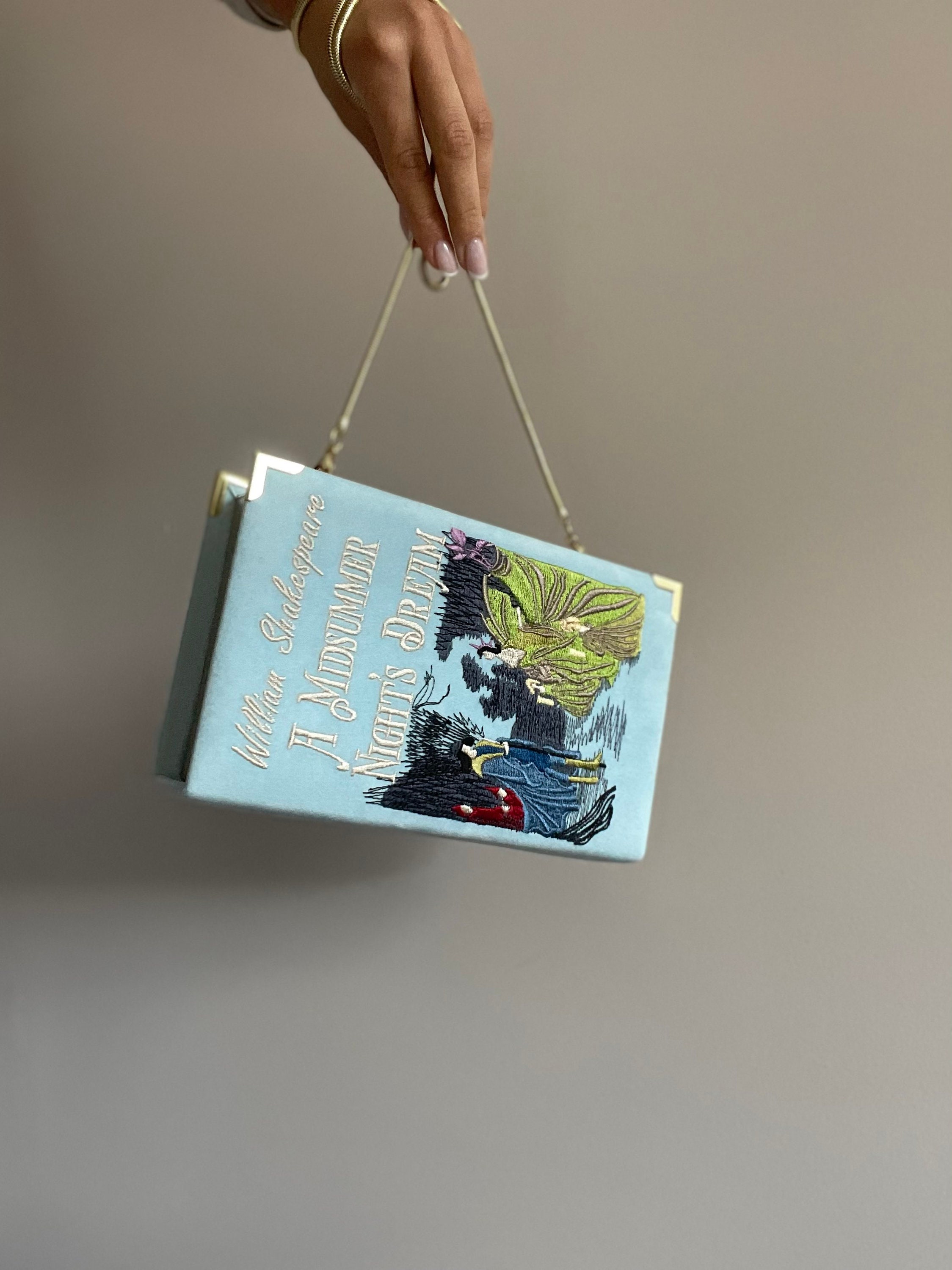 Book Clutch Purse, Embroidered Novelty Bag, William Shakespeare, Baby ...