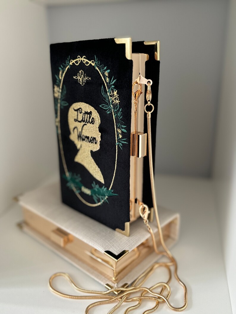 Book Bag Clutch, Custom Embroidery, Little Women, Black Purse - Etsy