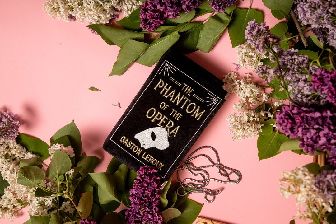 Book Clutch Purse, Phantom of the Opera Black Embroidered Novelty Bag ...