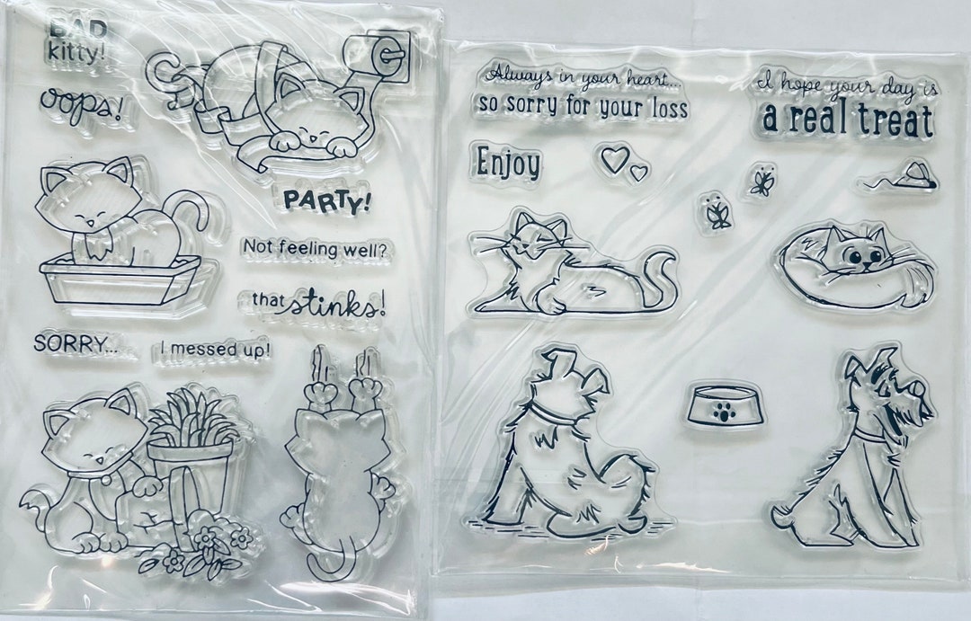 Clear Stamp Set: Cats & Dogs, Craft Projects (set of 2) - Etsy