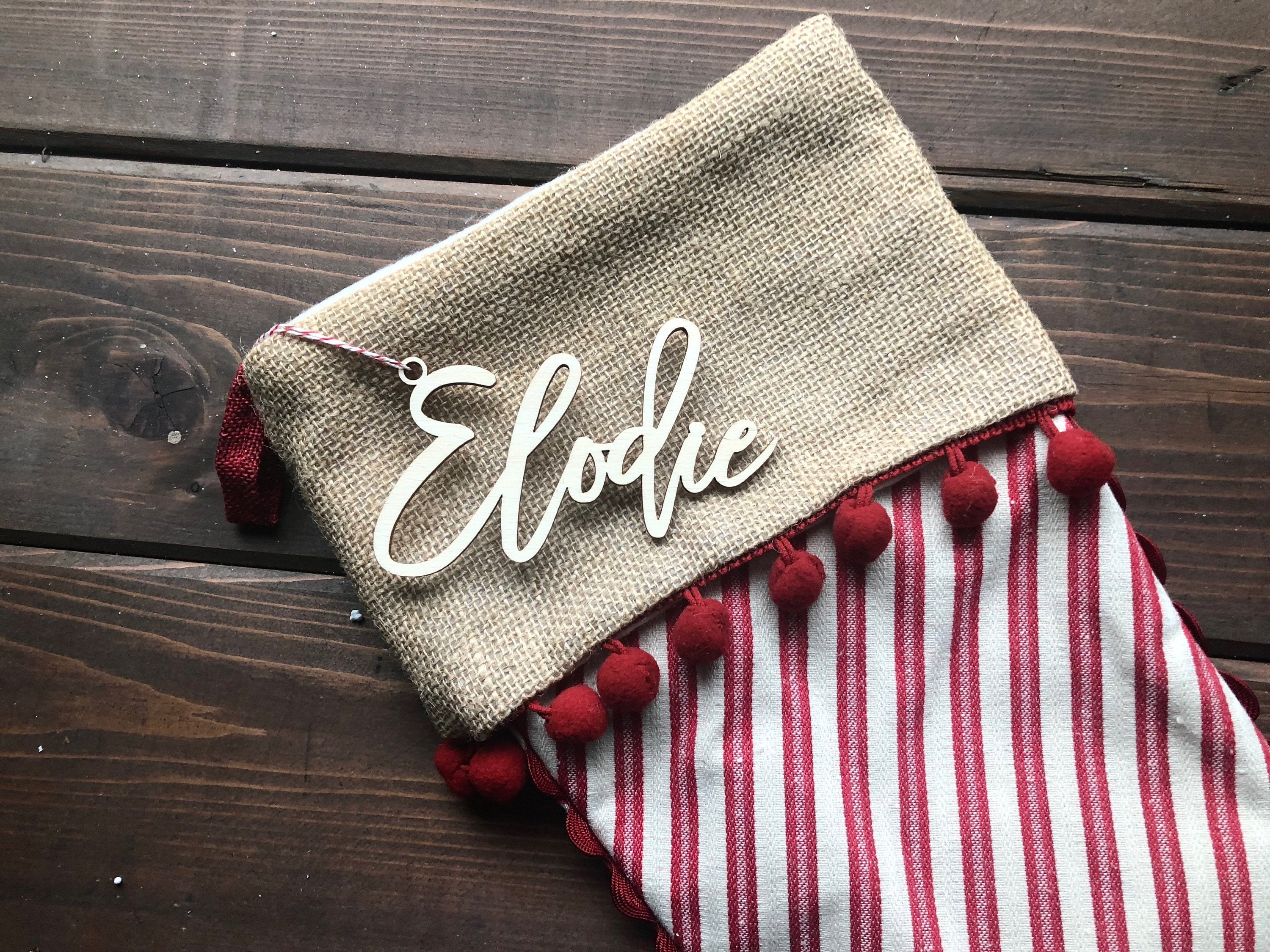 Stocking Name Tag Christmas Stocking Names Rustic Christmas - Etsy