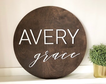 Wooden Name Sign/round Name Sign/nursery Decor/wall - Etsy