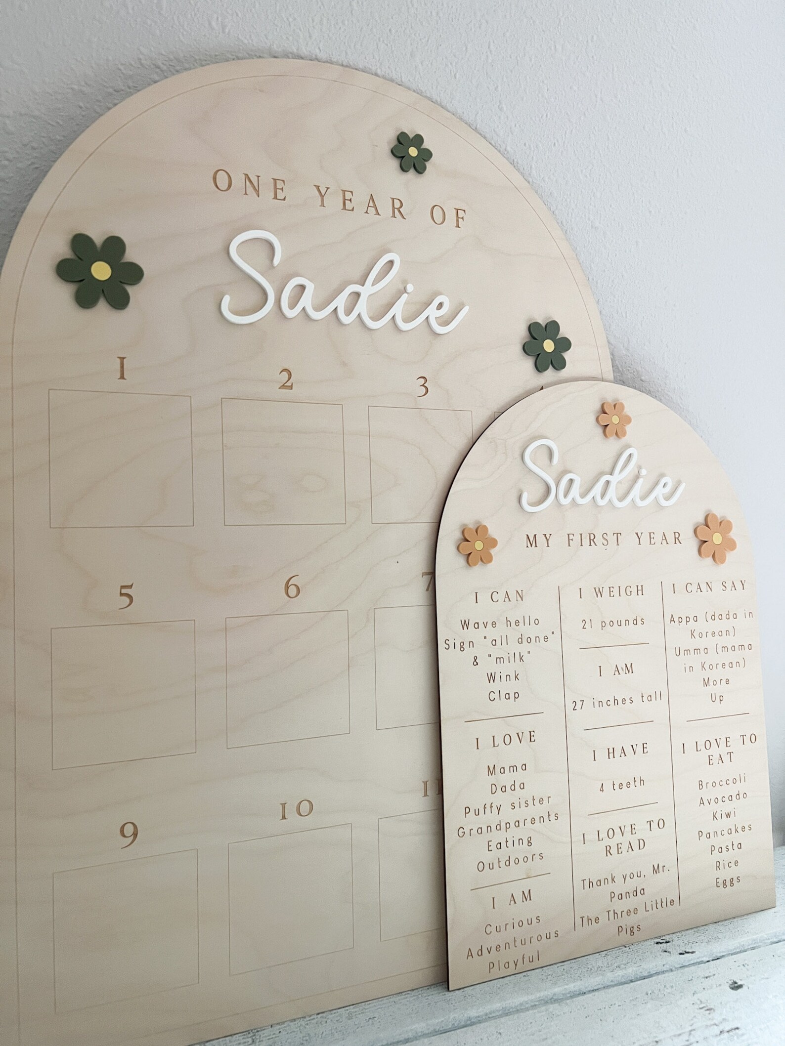 Daisy Milestone Birthday Board, First Birthday Stats Board, First ...