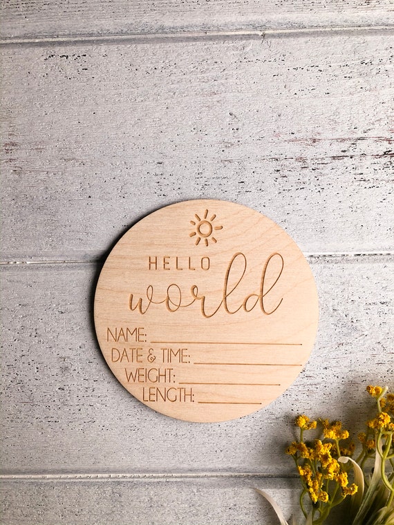 Hello World Baby Announcement Birth Announcement Newborn - Etsy