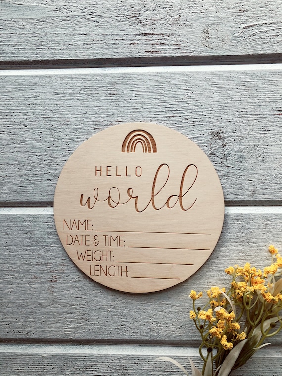 Hello World Baby Announcement Birth Announcement Newborn - Etsy