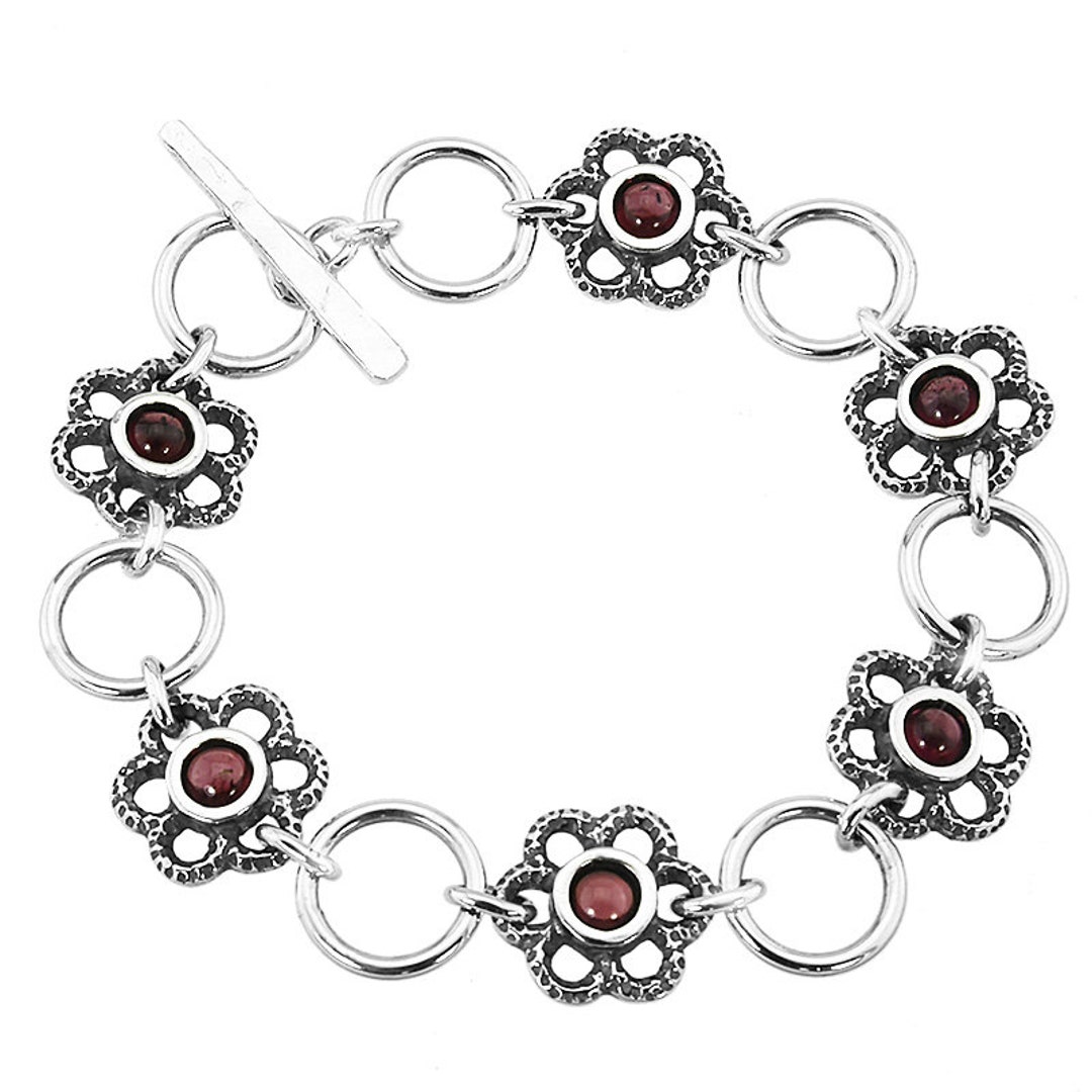 Garnet Bracelet Silver Garnet Bracelet Silver Bracelet Red Garnet ...