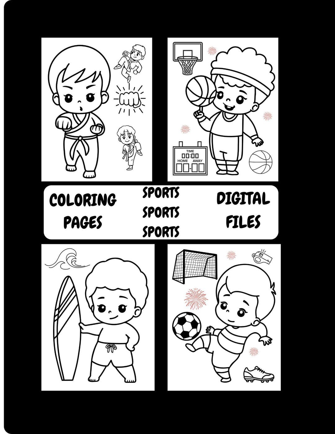 Kids Sports Coloring Pages, Kids, Preschool, Digital File - Etsy
