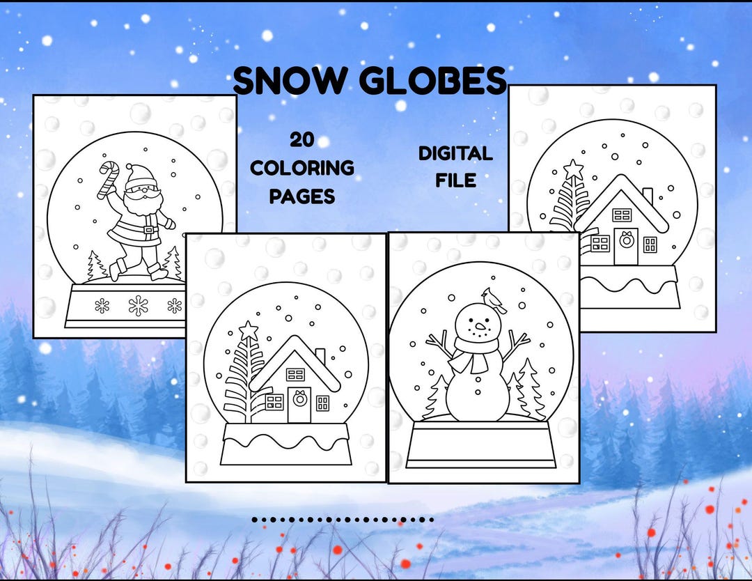 Christmas Snow Globes Coloring Pages, Digital File - Etsy