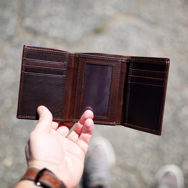 Embossed Leather Men's Trifold Wallet - Etsy