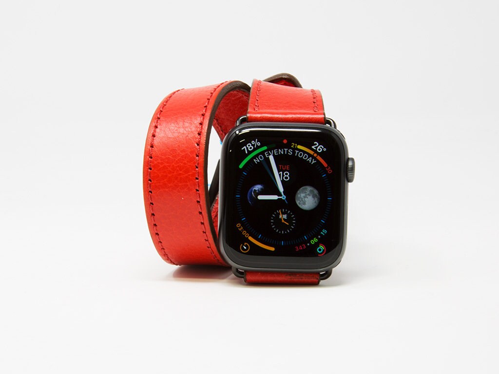 Apple Watch Double Wrap Band Leather Iwatch Double Band Red - Etsy
