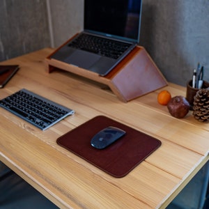 Personalized Leather Mouse Mat, Chestnut Mouse Pad With Initials, Full ...