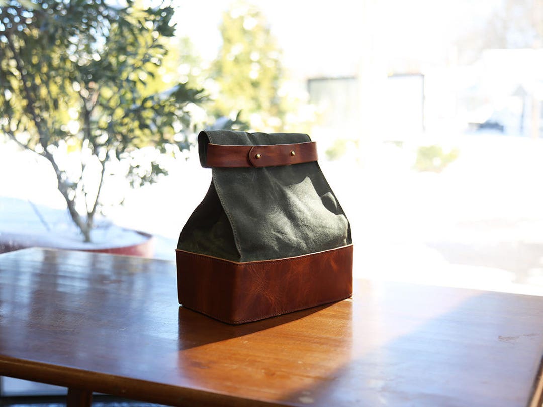 Leather and Canvas Lunch Box, Lunch Bag - Etsy