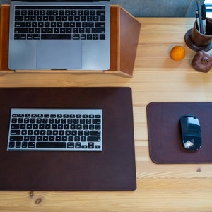 Personalized Leather Mouse Mat, Chestnut Mouse Pad With Initials, Full ...