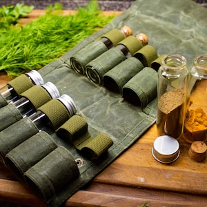 Waxed Canvas Spice Bag, Green Spice Set, Bushcraft Set, Spice Case With ...