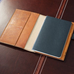 Leather Journal Case With Pockets and Pen Holder, Pocket Notebook ...
