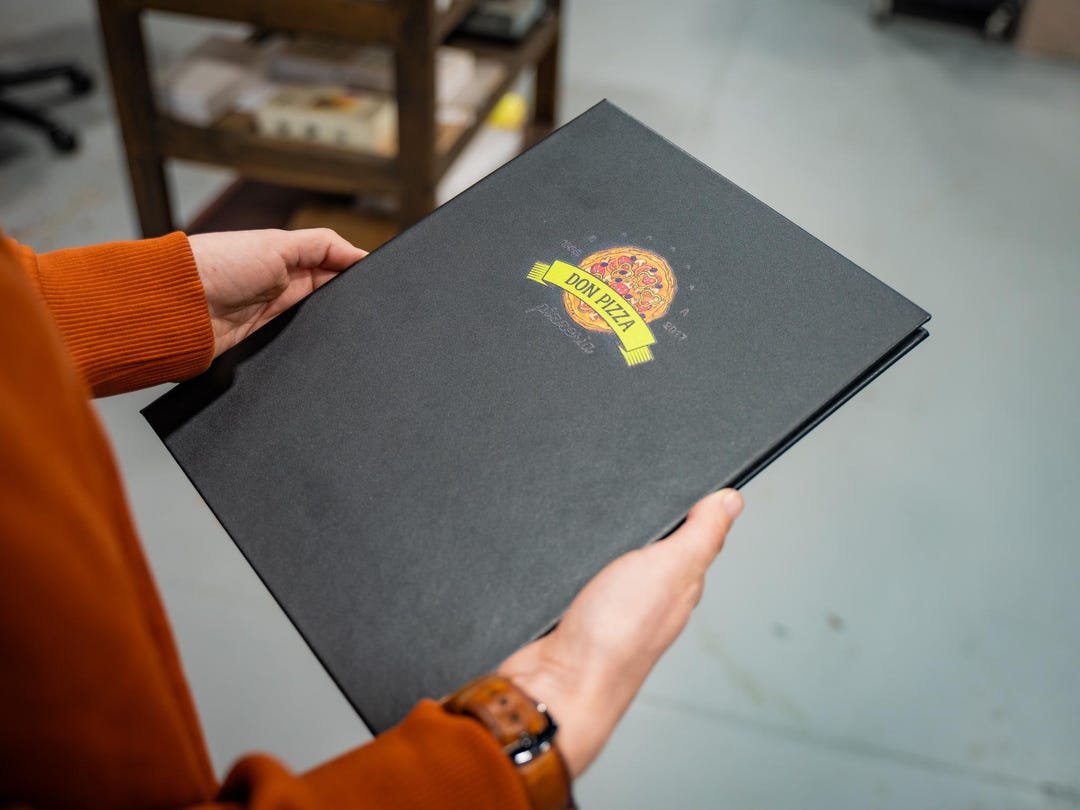 PU Leather Hard Menu 2 View - Black, Custom Menu Folder, Restautant ...